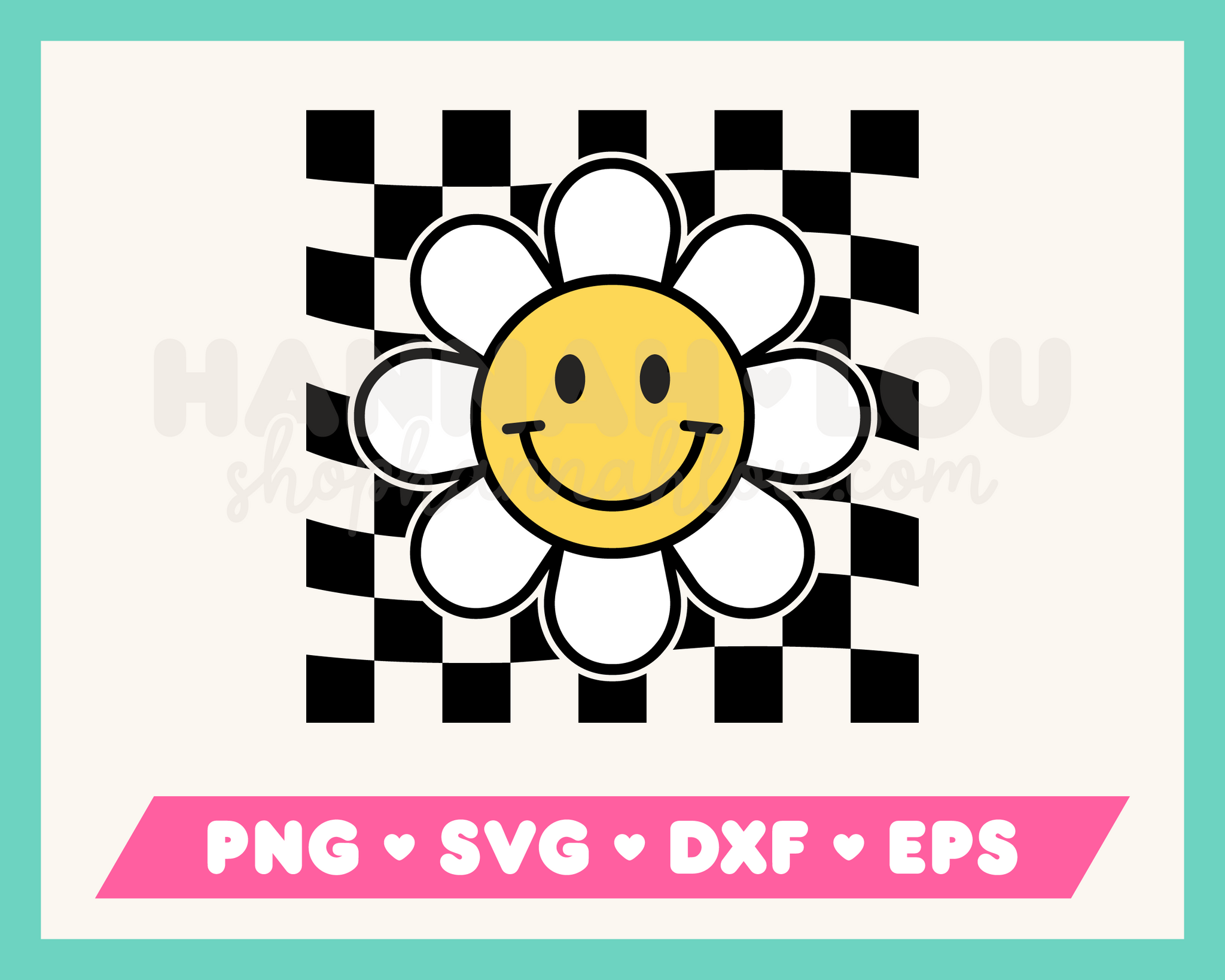 Checkered Retro Daisy SVG | Hippie SVG Files for Cricut | Flower SVG ...