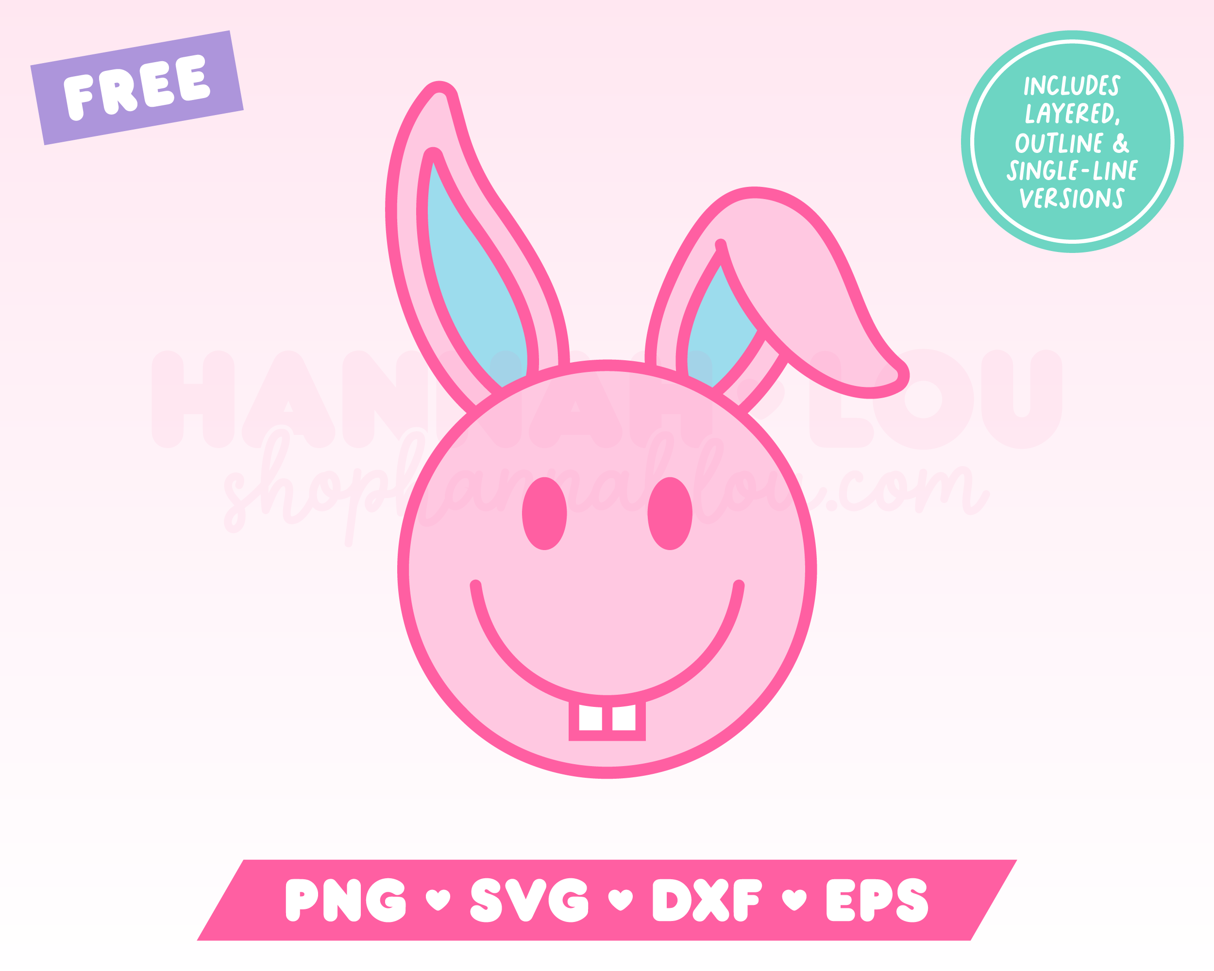 Free Happy Face Easter Bunny SVG | Free Easter SVG Files for Cricut ...