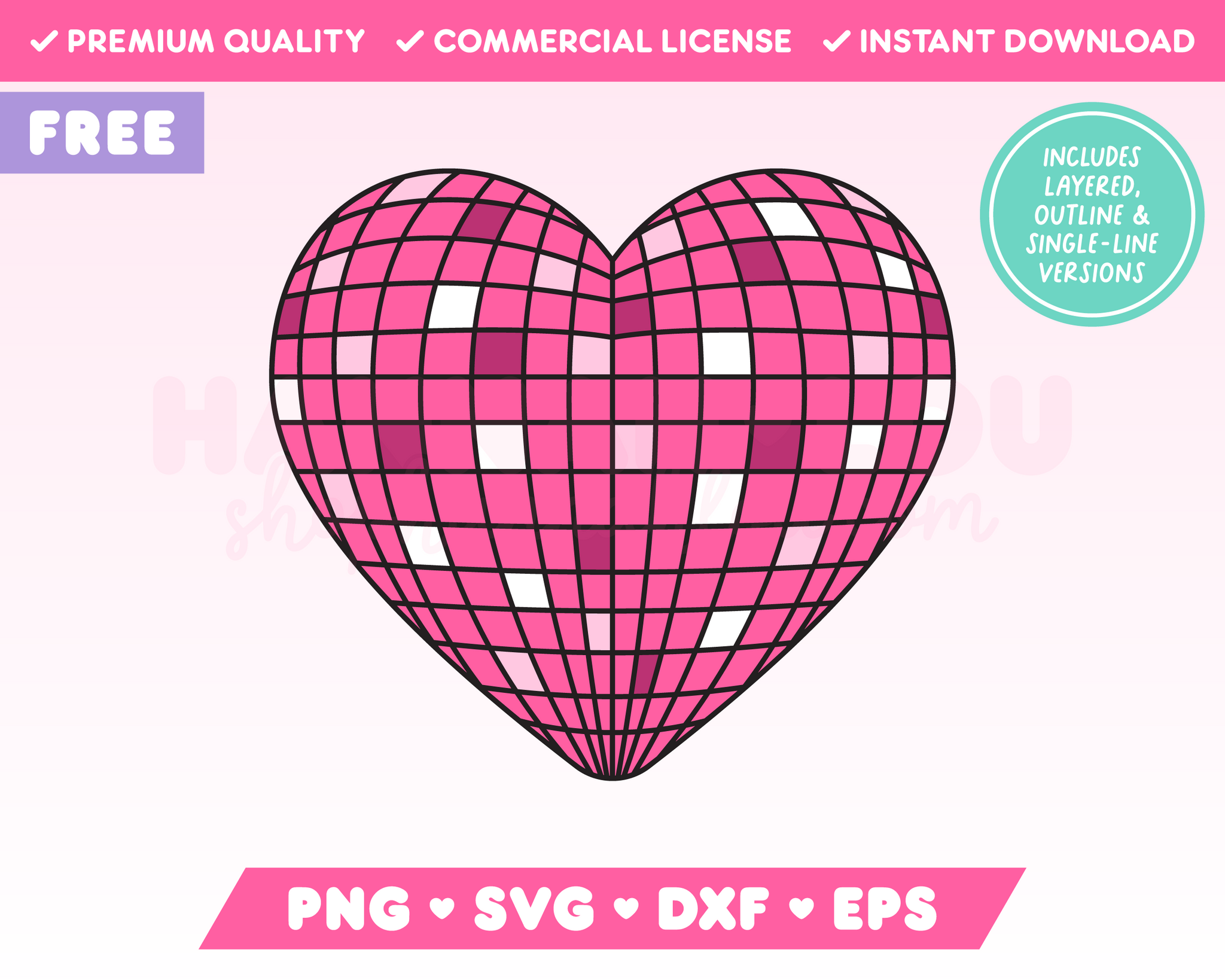 Free Heart Disco Ball SVG | Free Valentine's Day SVG Files for Cricut ...